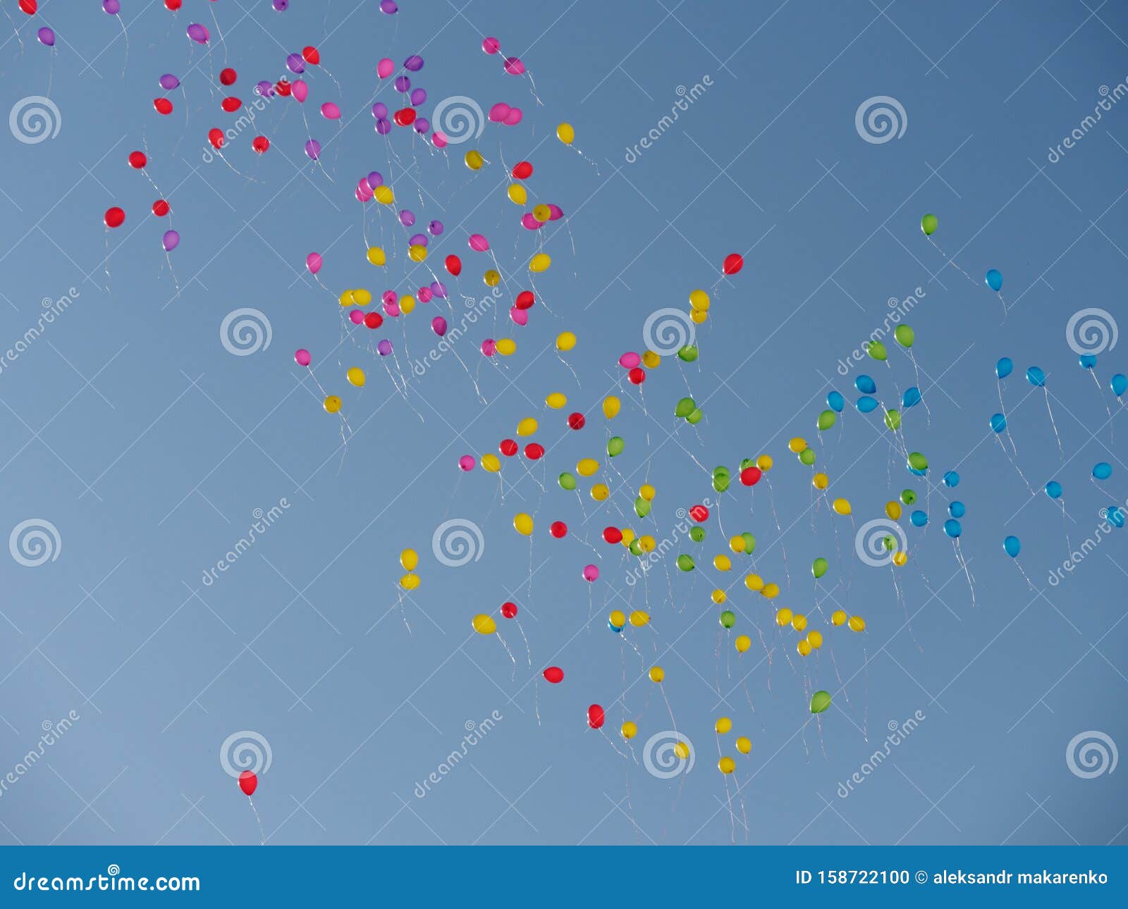 Many Colored Balls Fly To the Sky Stock Photo - Image of event ...