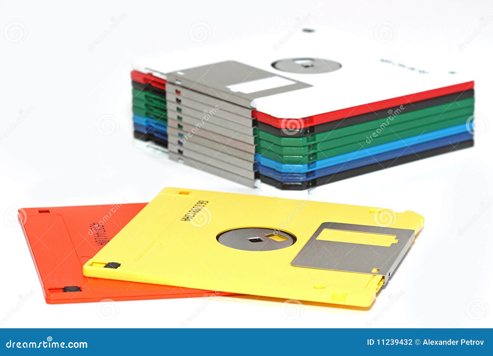Many Colored Computer Diskette Stock Photo - Image of closeup, green ...