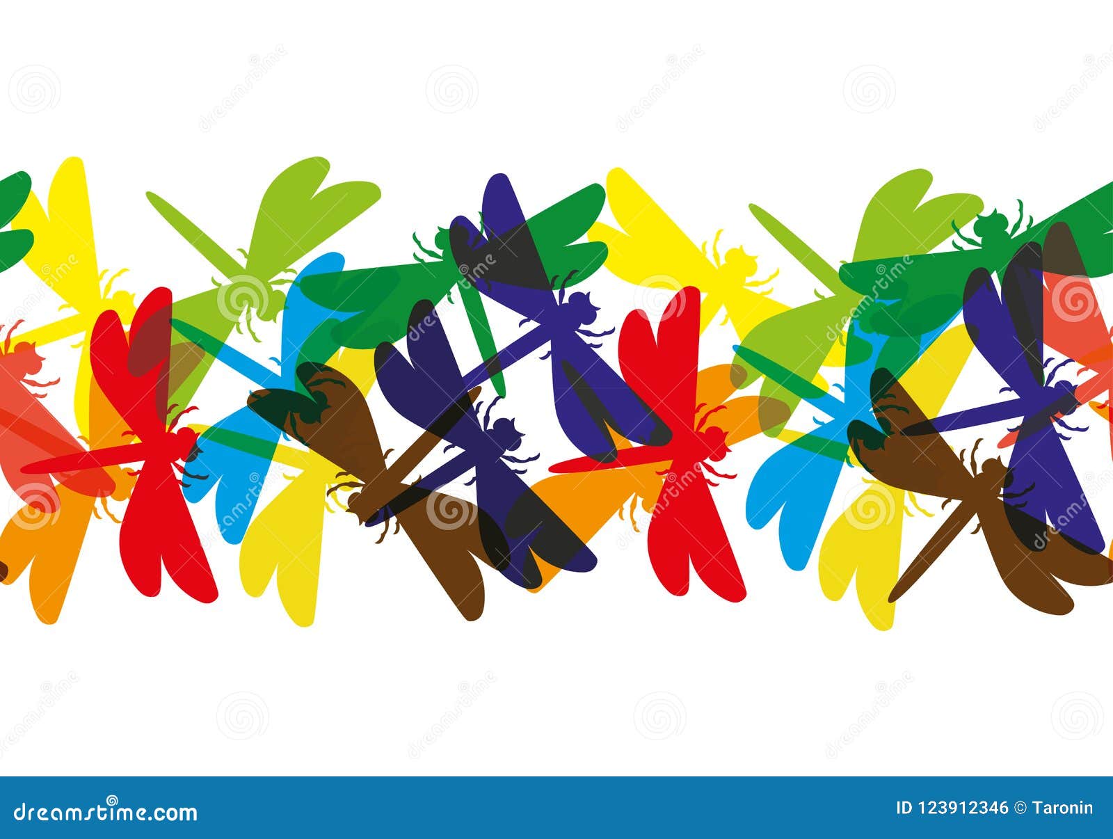 Many colored dragonflies. stock vector. Illustration of background ...