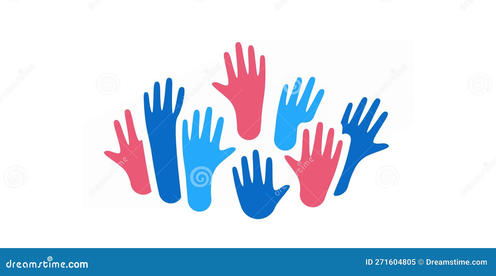 Many Colored Human Hands Up Illustration Stock Vector - Illustration of ...