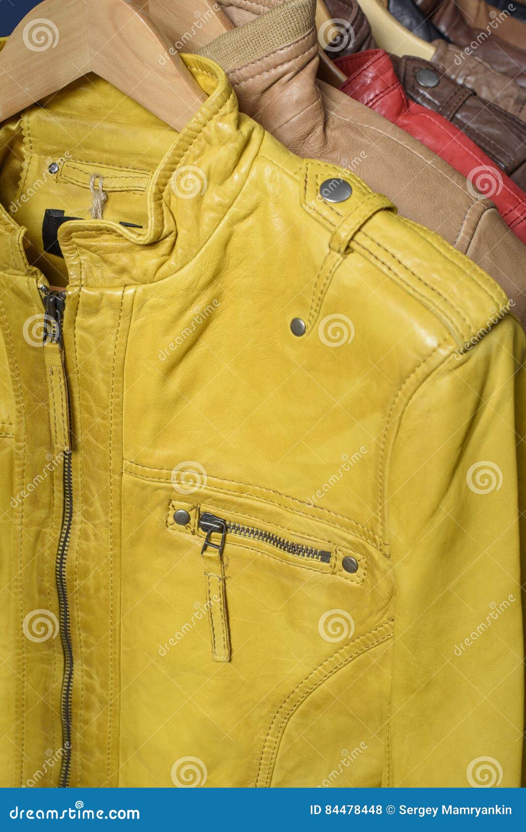 Many Colored Leather Jacket Stock Photo - Image of boutique, green ...
