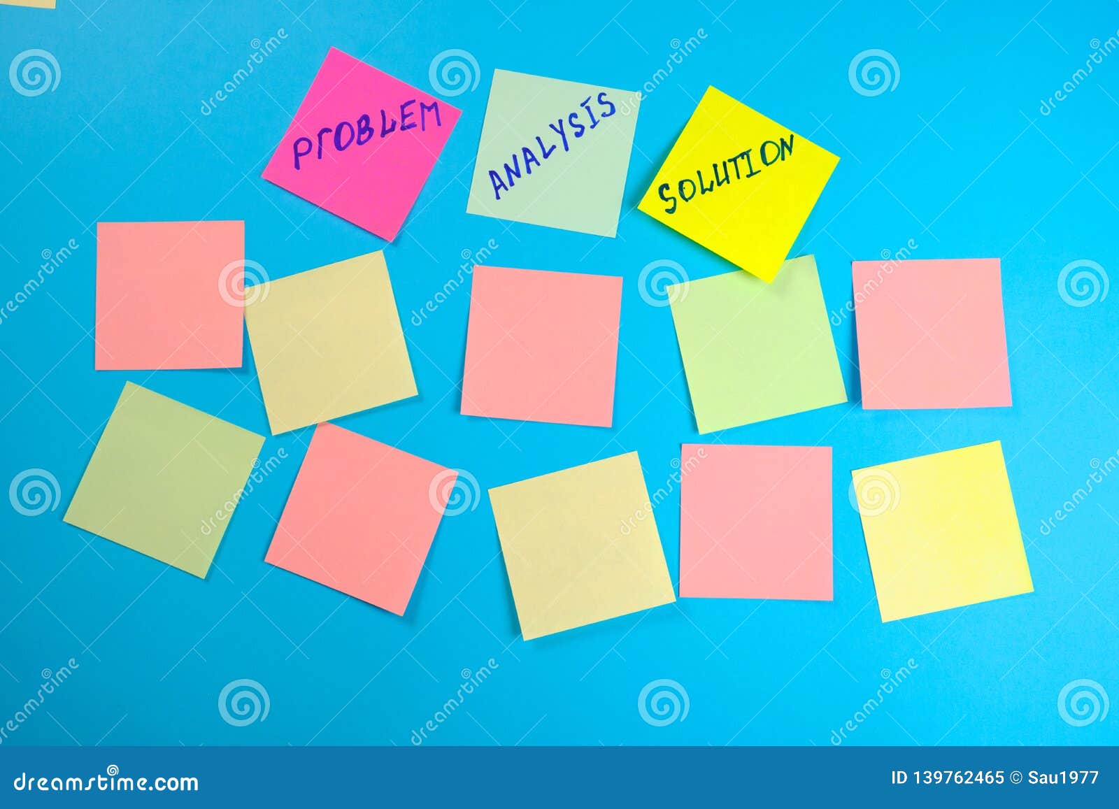 Many Colored Office Stickers on a Blue Background and Three Separately ...