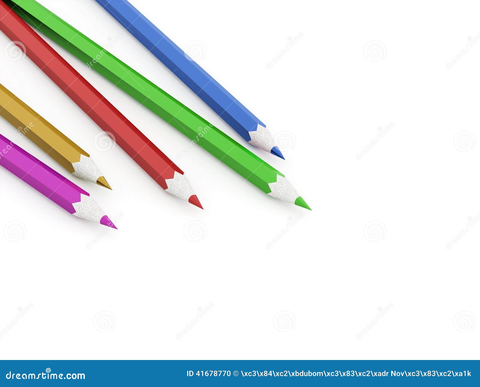 Many Colored Pencils Rendered on White Stock Illustration ...