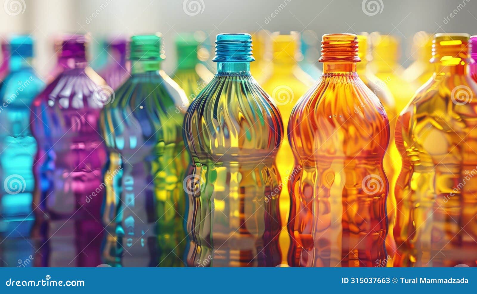 Many Colored Soda Bottles on Table Stock Image - Image of variety ...