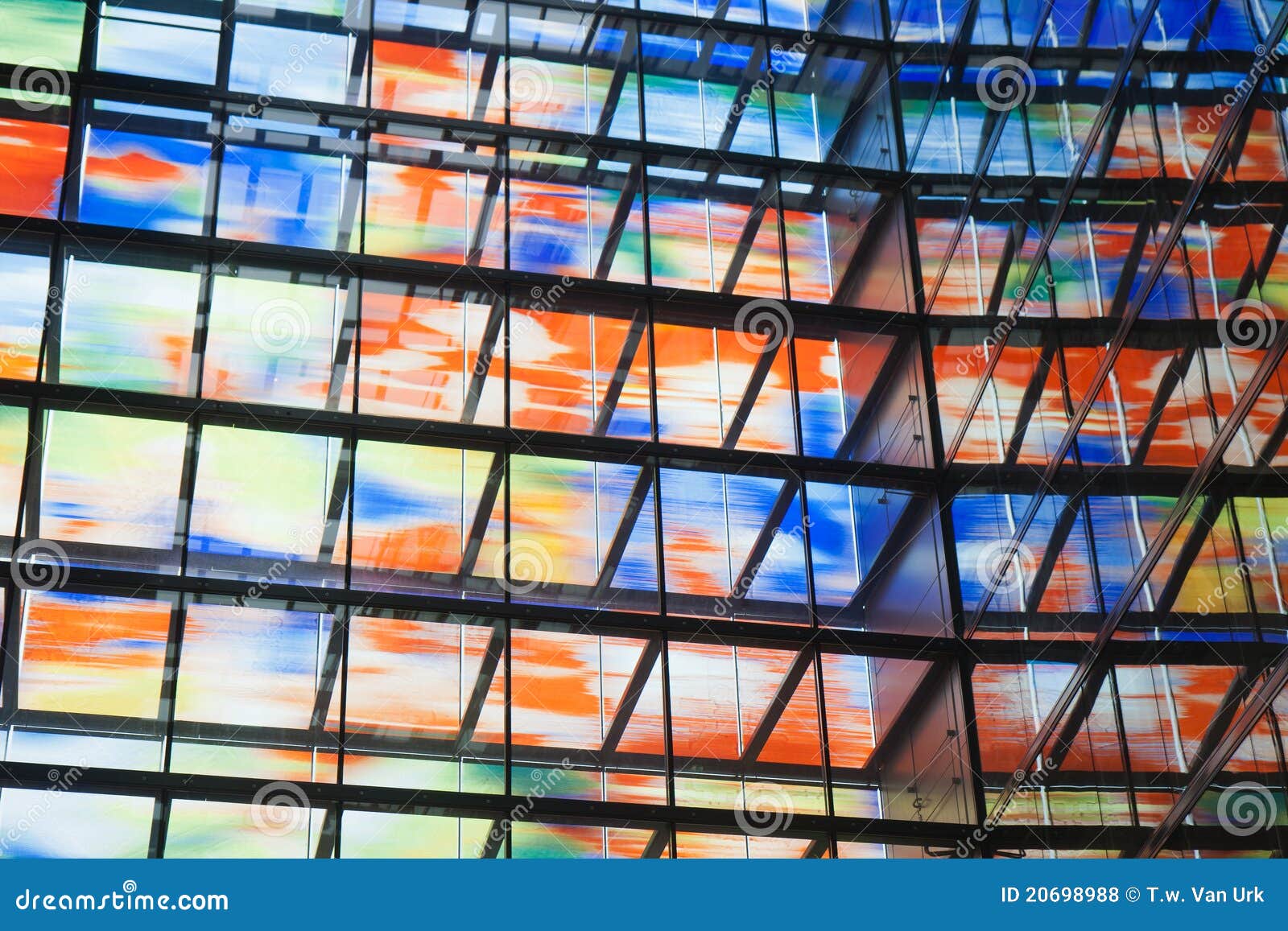 Many Colored Windows Inside a Modern Building Stock Photo - Image of ...