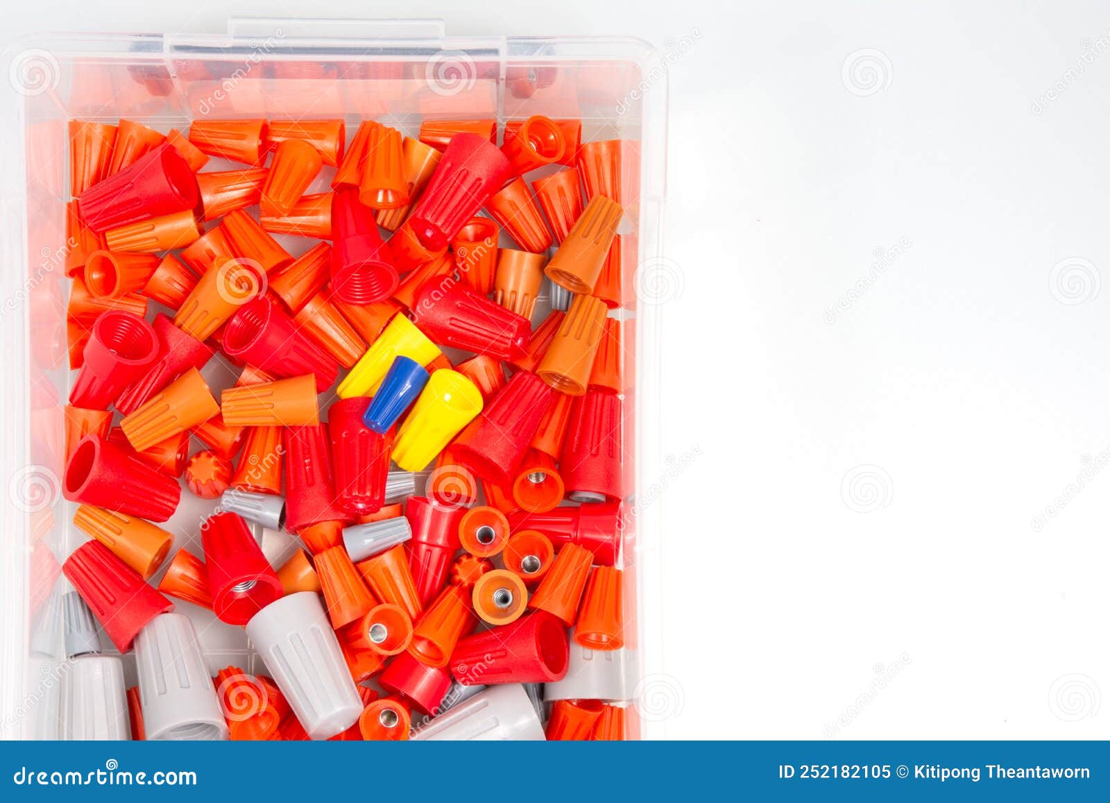Many Colored Wire Nuts on White Background. Stock Image - Image of ...
