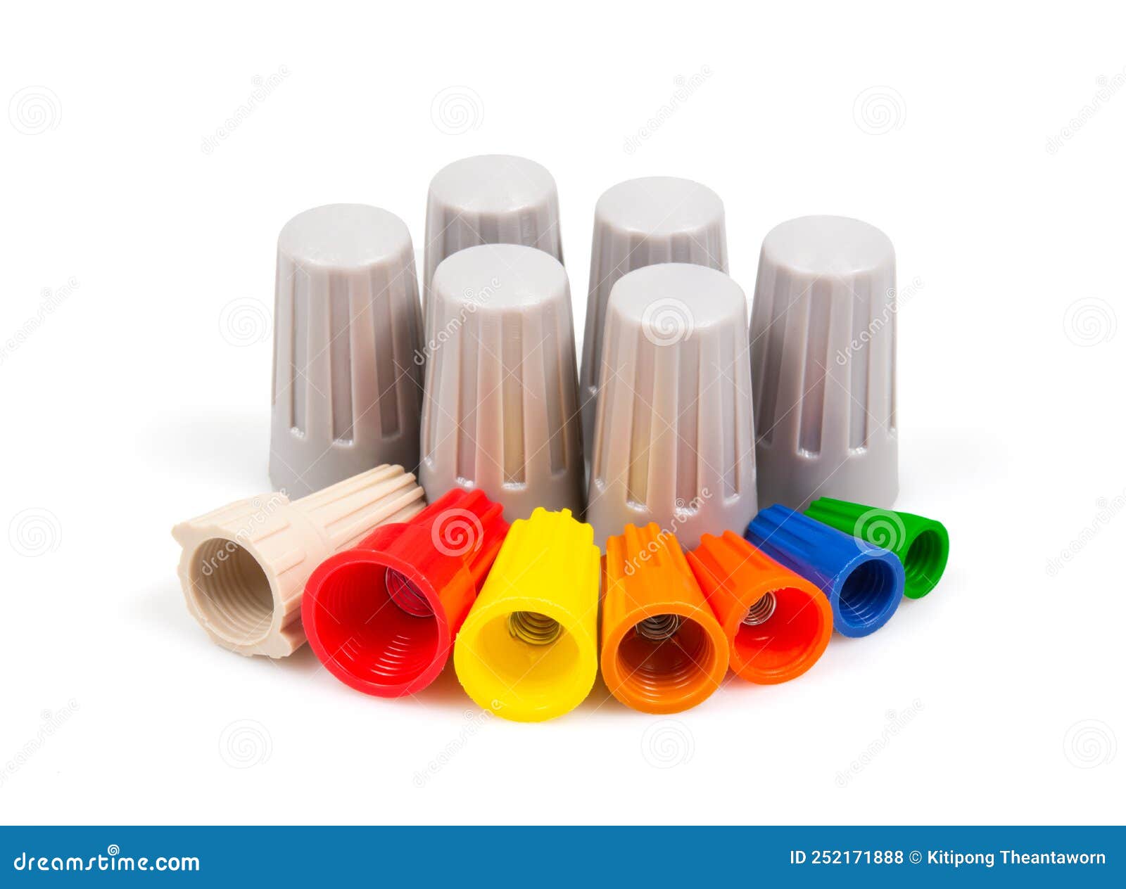 Many Colored Wire Nuts on White Background. Stock Photo - Image of ...