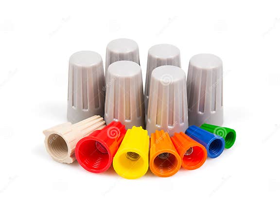 Many Colored Wire Nuts on White Background. Stock Photo - Image of ...