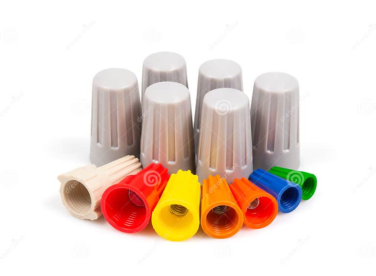 Many Colored Wire Nuts on White Background. Stock Photo - Image of ...
