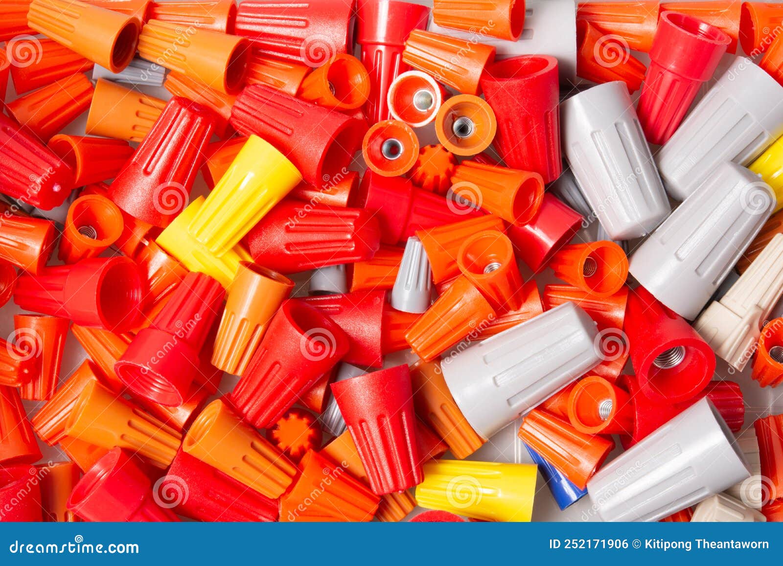 Many Colored Wire Nuts on White Background. Stock Photo - Image of ...