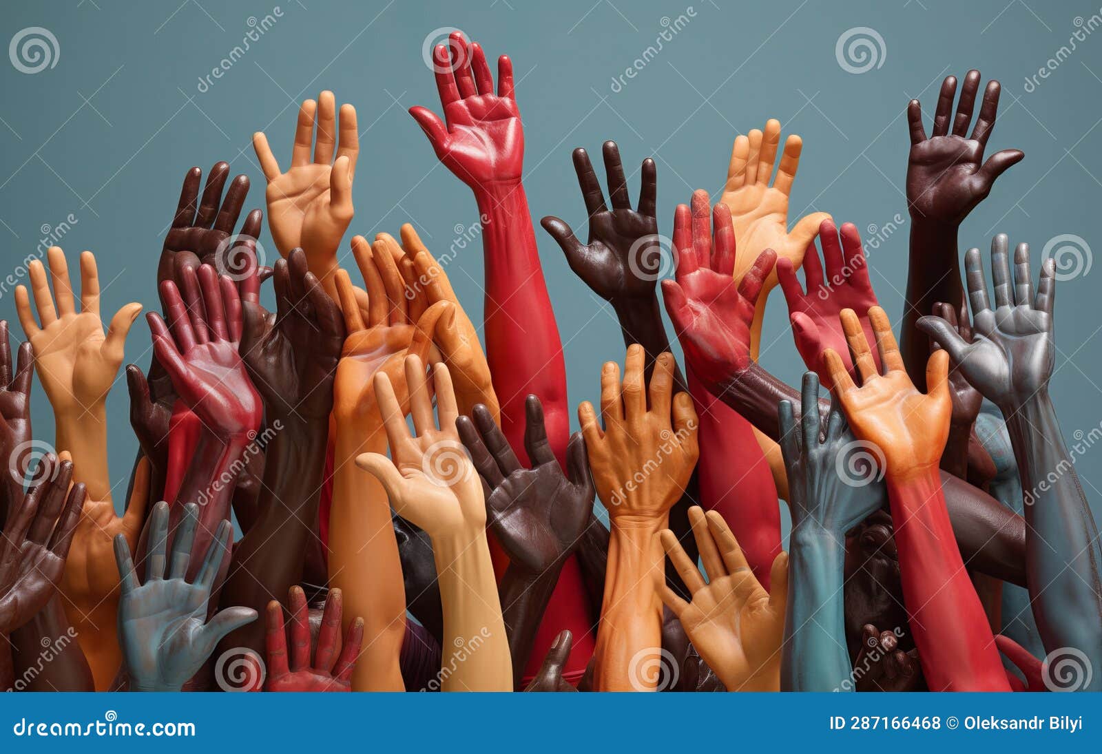 Rising Multiethnic Hands Celebrate Pride Month On Lgbt Rainbow Flag