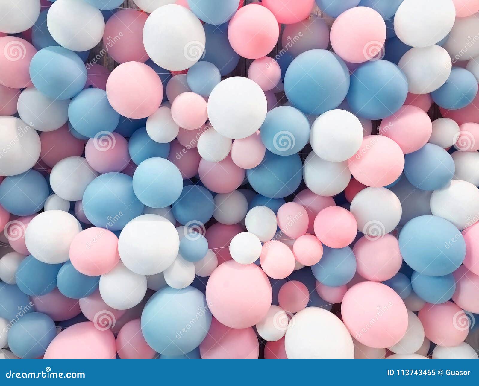 Many Colorful Balloons Decorated Wall Background Stock Image - Image of ...