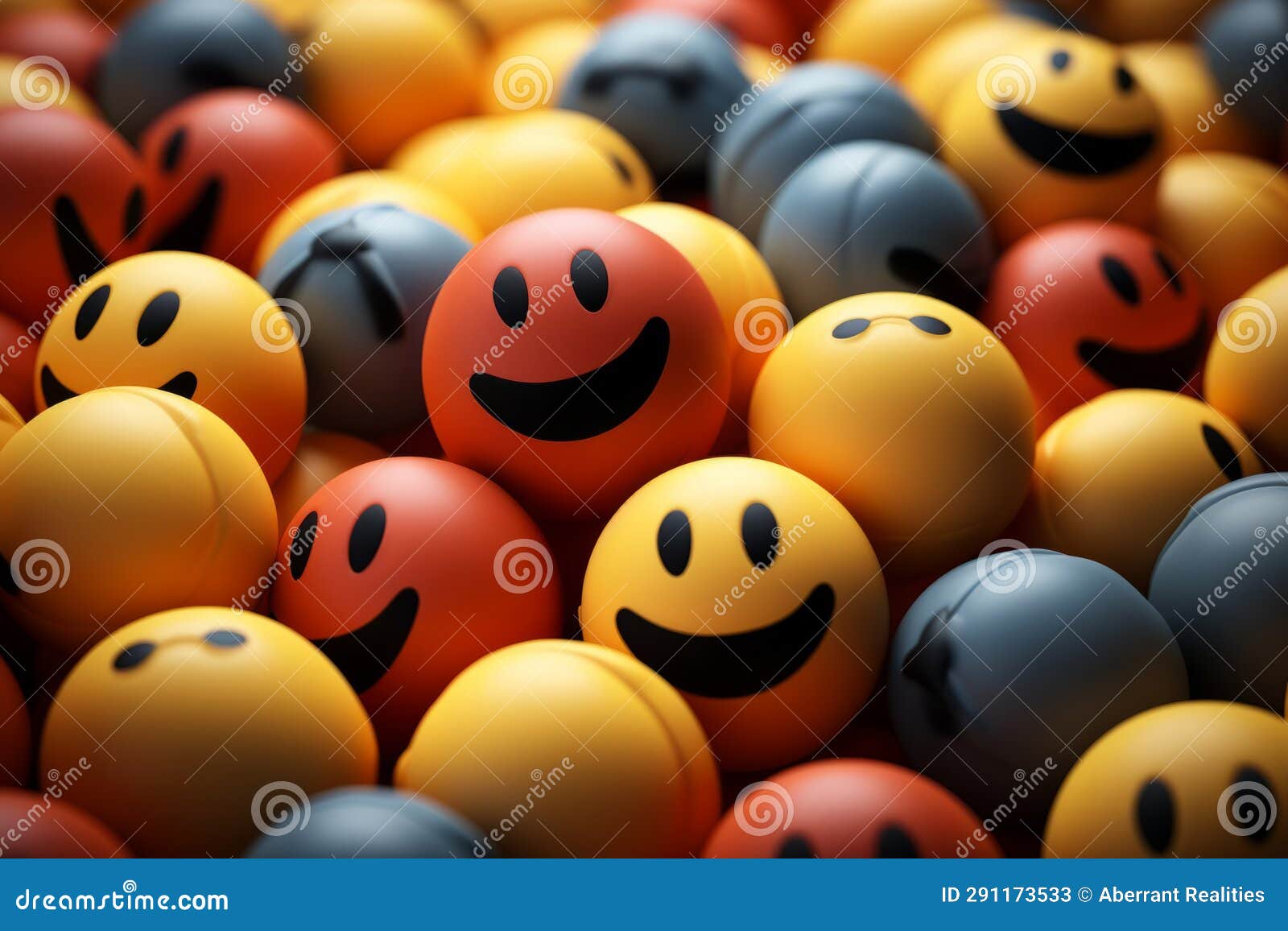 Many Colorful Balls with Smiley Faces on Them Stock Illustration ...
