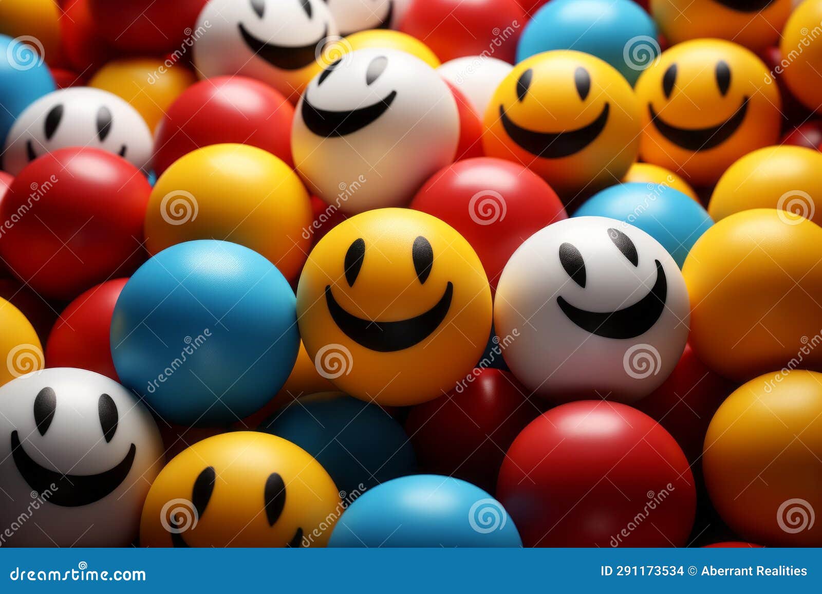 Many Colorful Balls with Smiley Faces on Them Stock Illustration ...