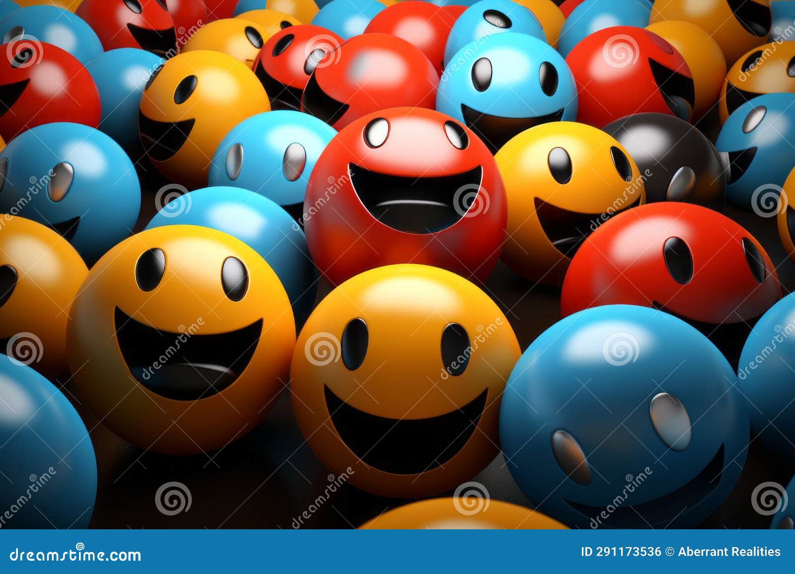 Many Colorful Balls with Smiley Faces on Them Stock Illustration ...