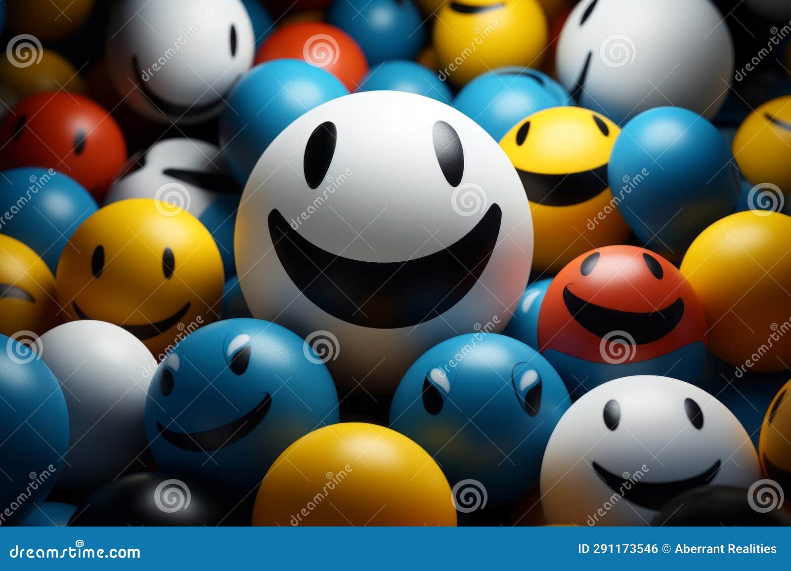 Many Colorful Balls with Smiley Faces on Them Stock Illustration ...