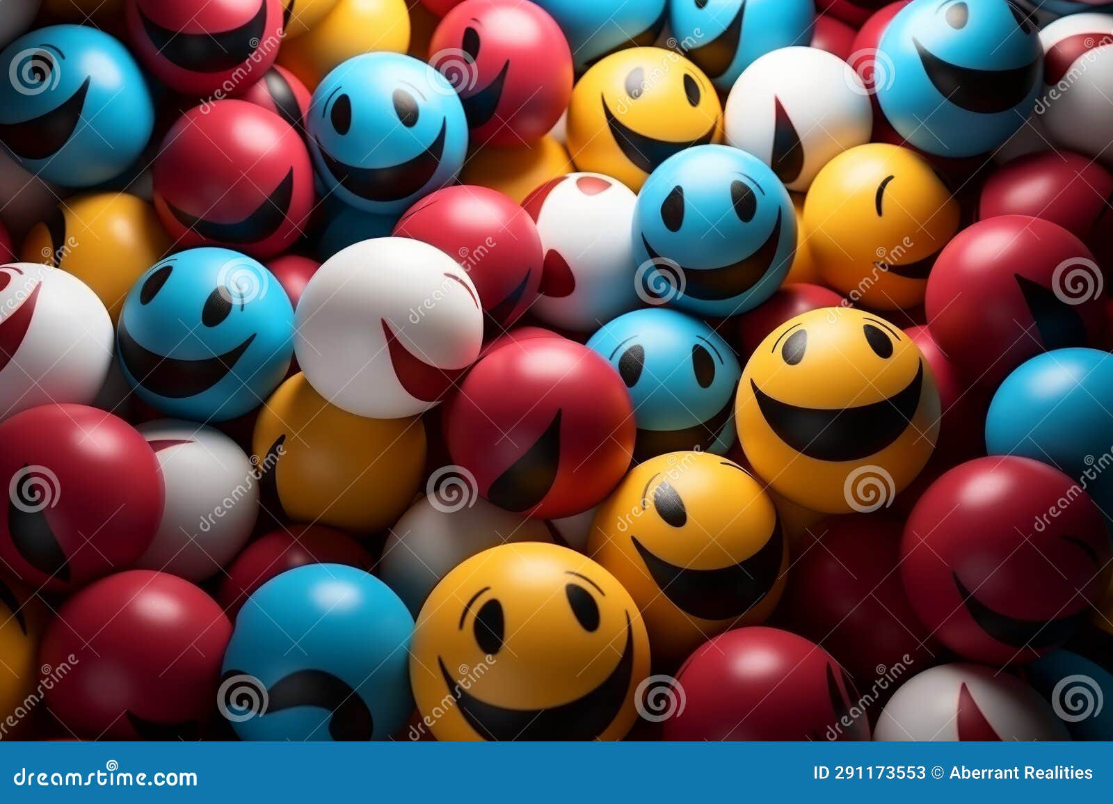 Many Colorful Balls with Smiley Faces on Them Stock Illustration ...