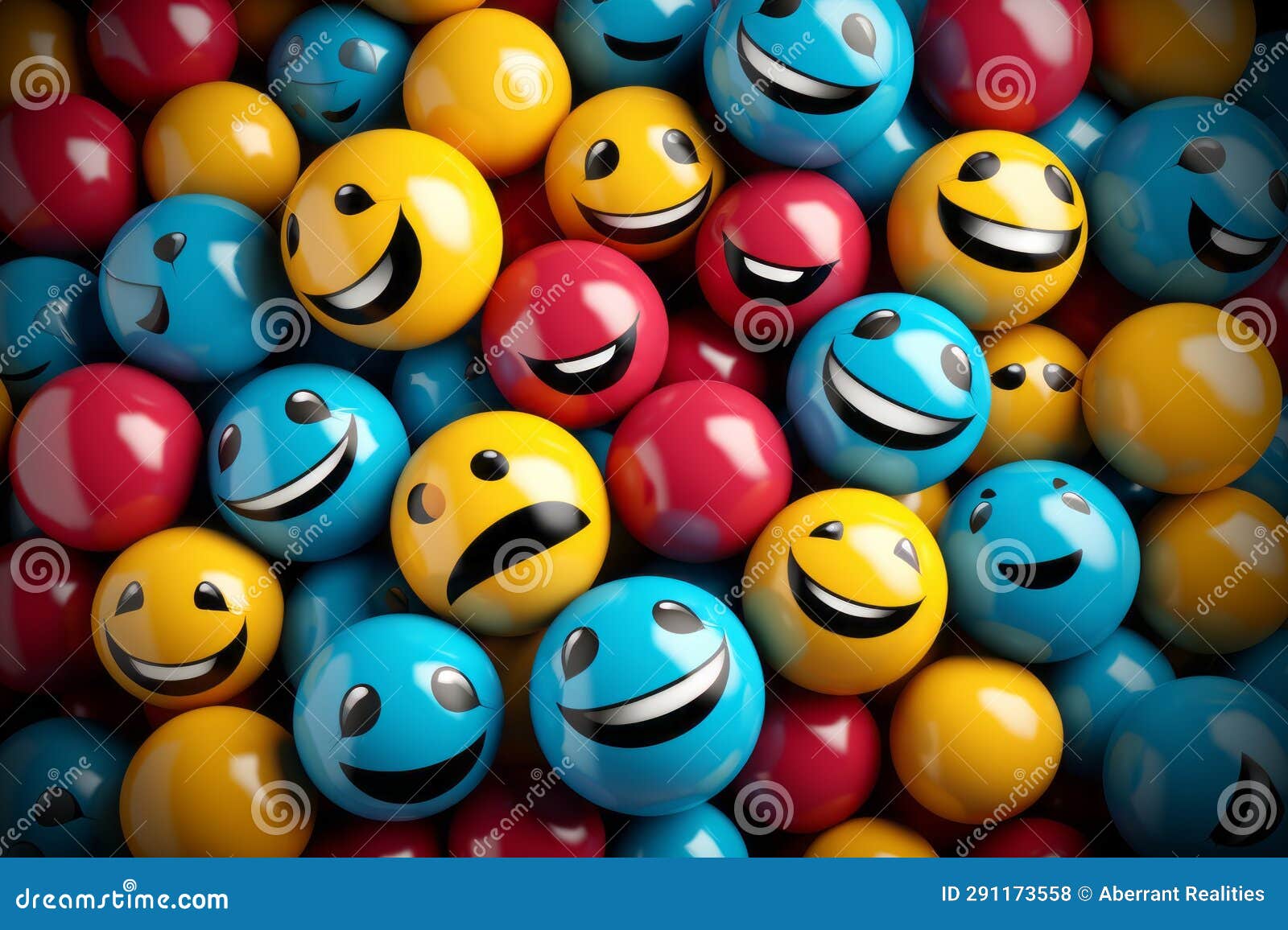 Many Colorful Balls with Smiley Faces on Them Stock Illustration ...