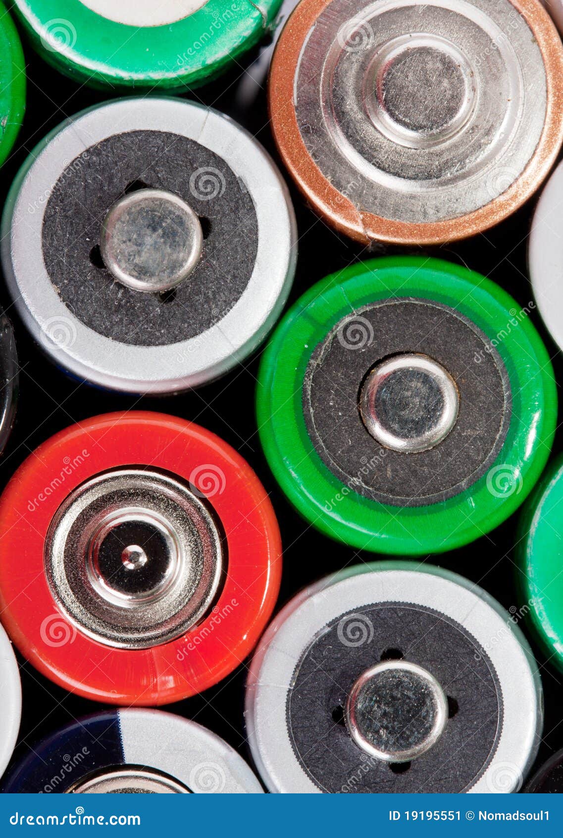 Many colorful batteries stock image. Image of multi, cadmium - 19195551