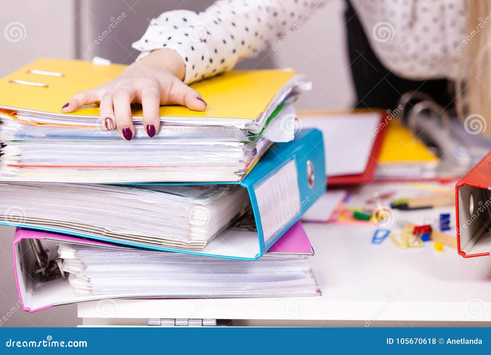 Many Colorful Binders with Documents Inside Stock Photo - Image of ...