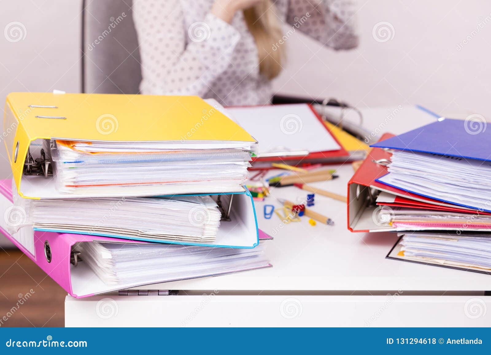 Many Colorful Binders with Documents Inside Stock Photo - Image of ...
