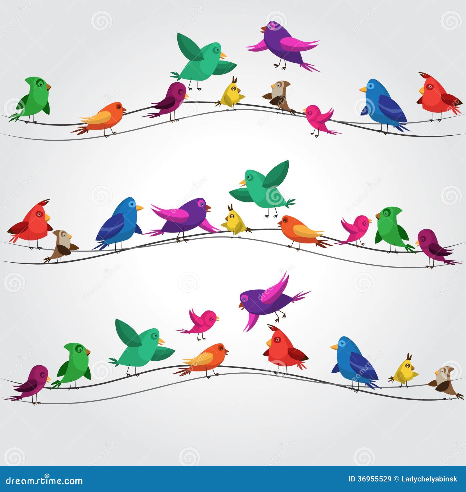 Many colorful birds stock vector. Illustration of flying - 36955529