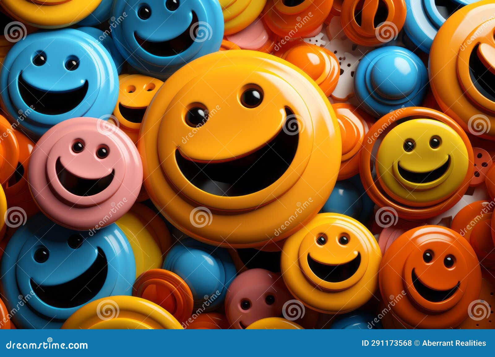 Many Colorful Buttons with Smiley Faces on Them Stock Illustration ...