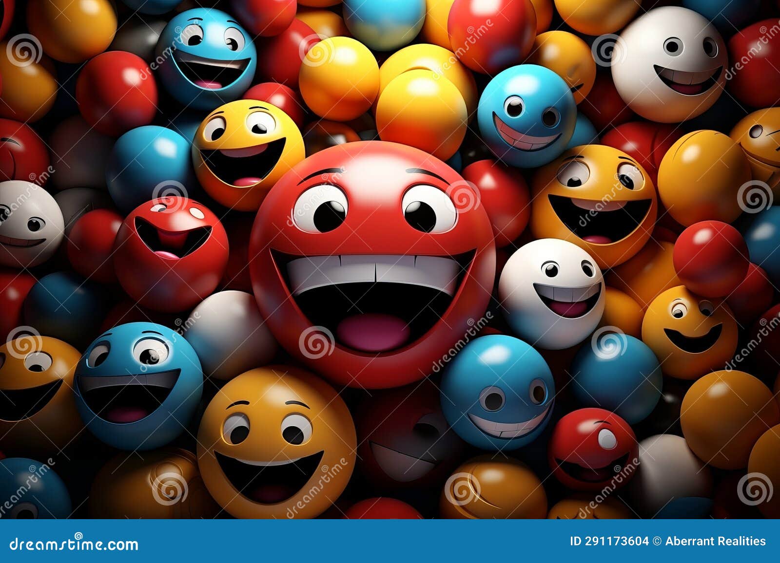 Many Colorful Emoticions are Grouped Together with a Smiley Face Stock ...