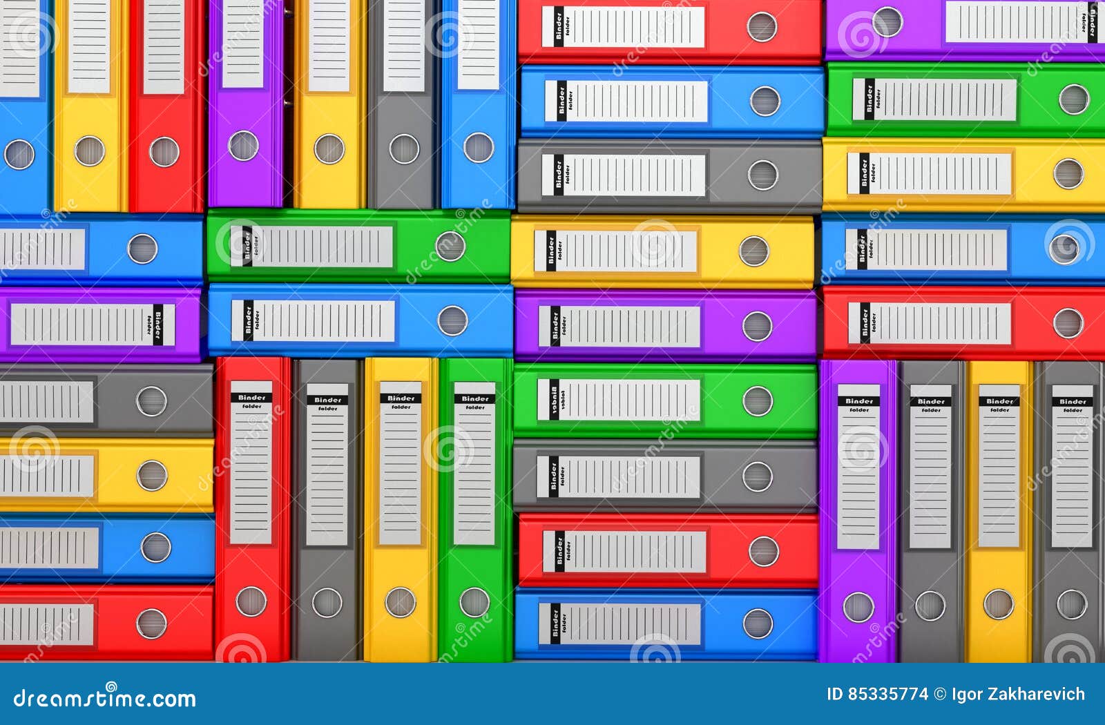Many Colorful Folders Stacked in a Row. Stock Illustration ...