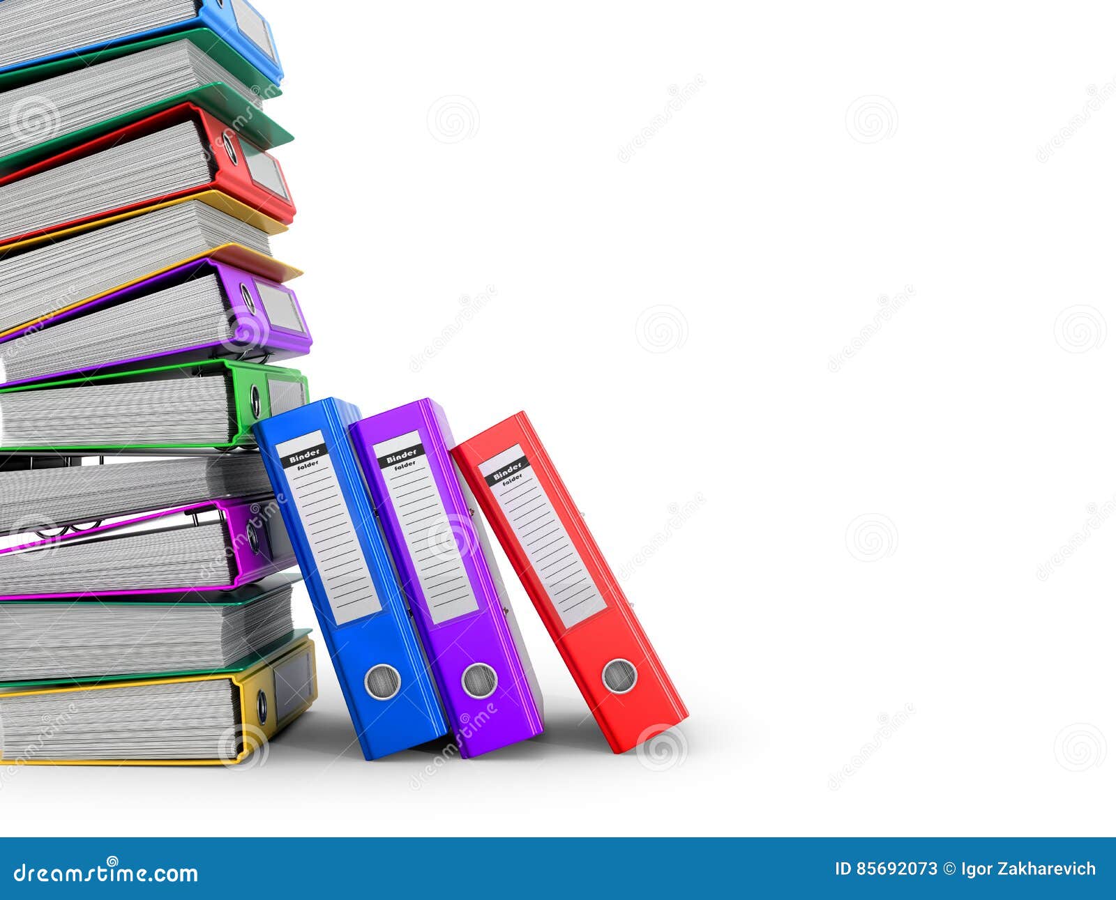 Many Colorful Folders Stacked in a Row. Stock Illustration ...