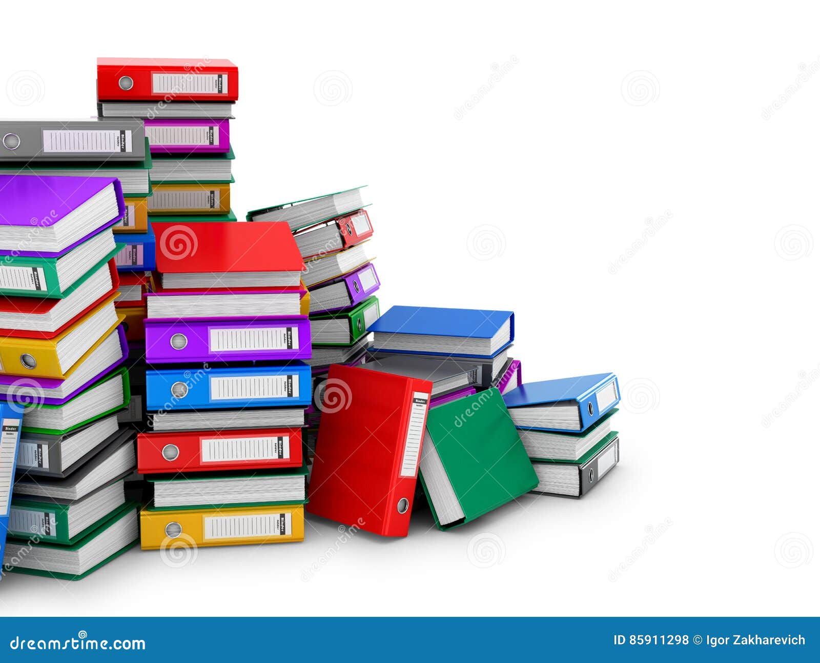 Many Colorful Folders Stacked in a Row. Ring Binders Stock Illustration ...