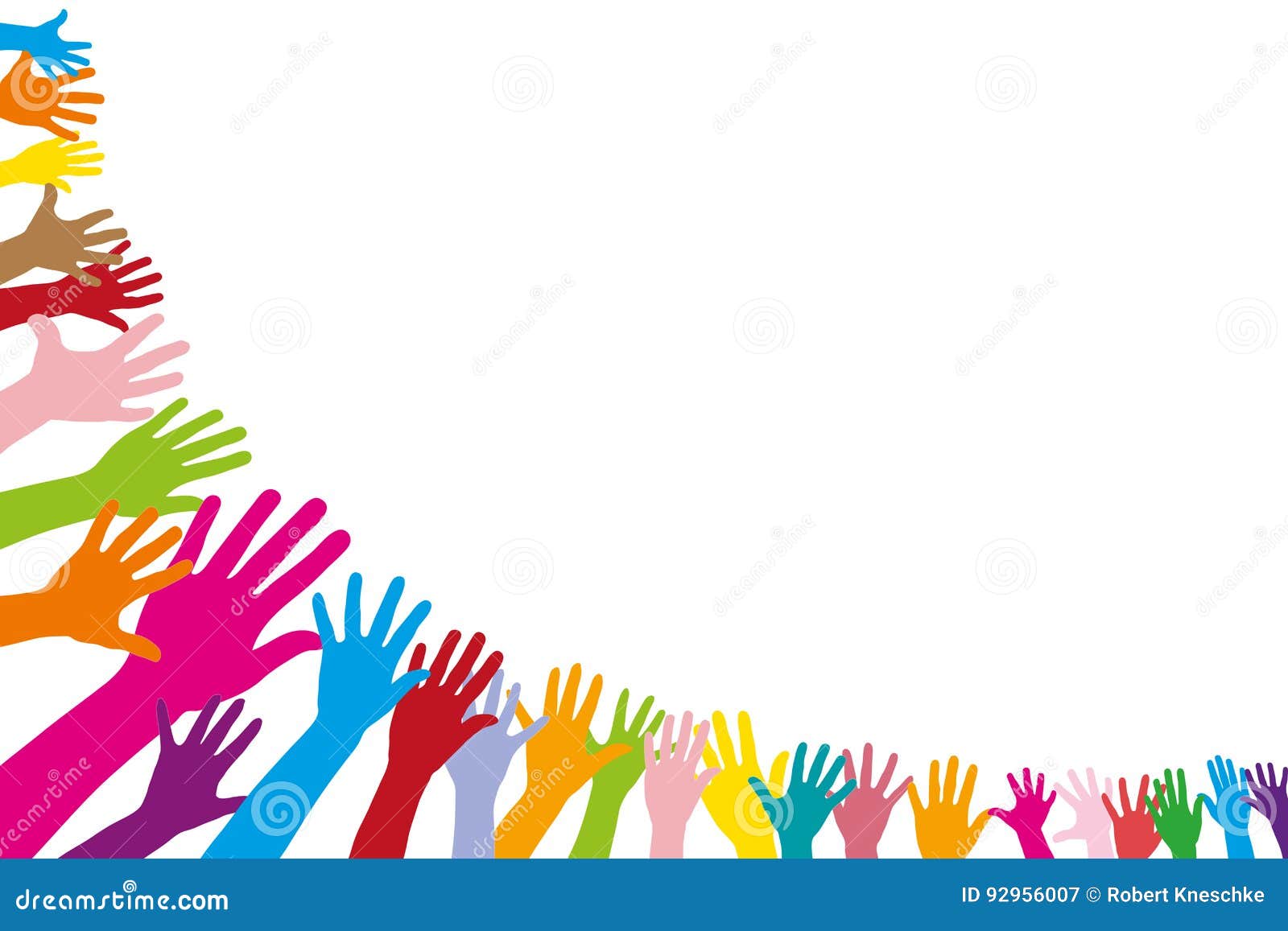 Many Colorful Hands in Half Circle Stock Illustration - Illustration of ...