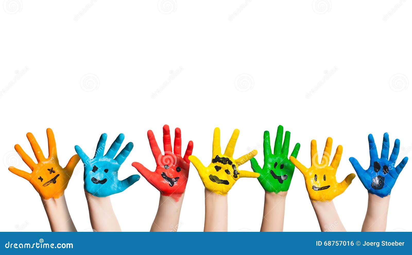 Many Colorful Hands with Smileys Stock Photo - Image of smile, pink ...