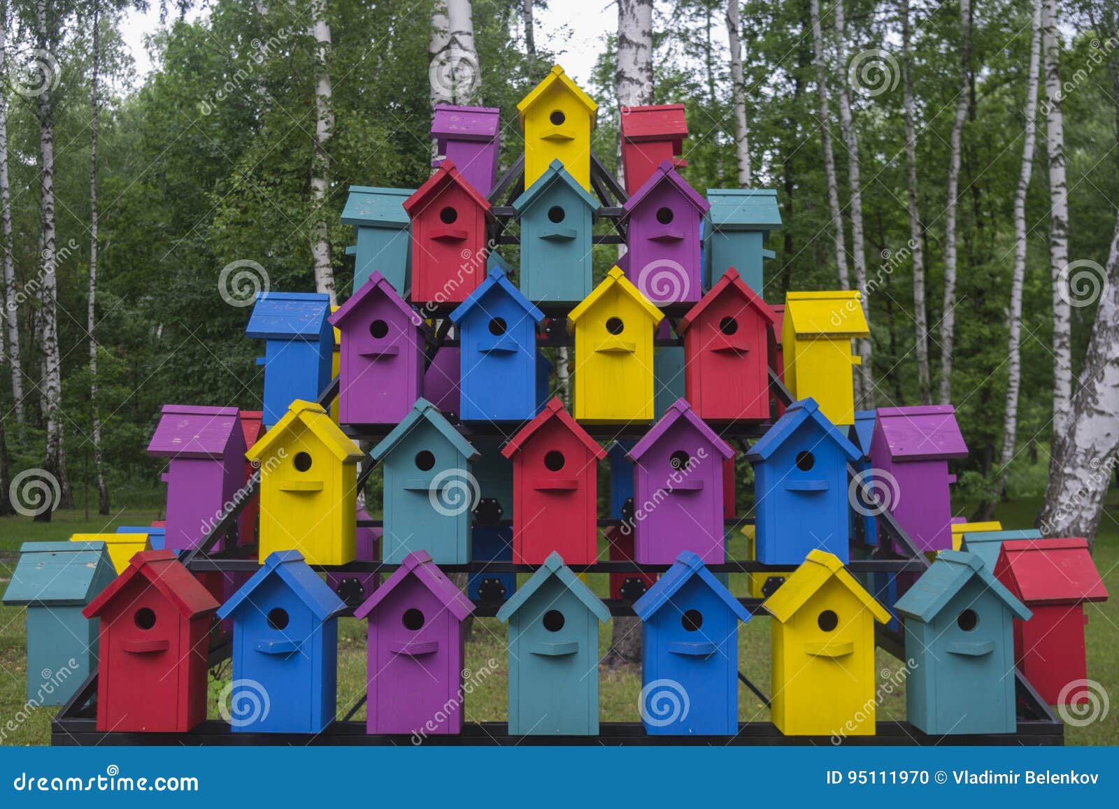 Many Colorful Houses for Bird 1 Stock Photo - Image of color, flower ...