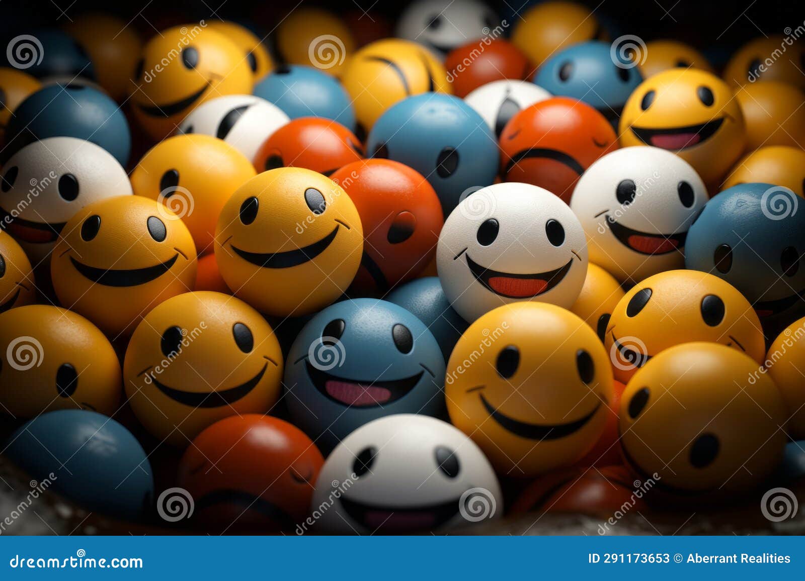 Many Colorful Smiley Faces are Arranged in a Pile Stock Illustration ...