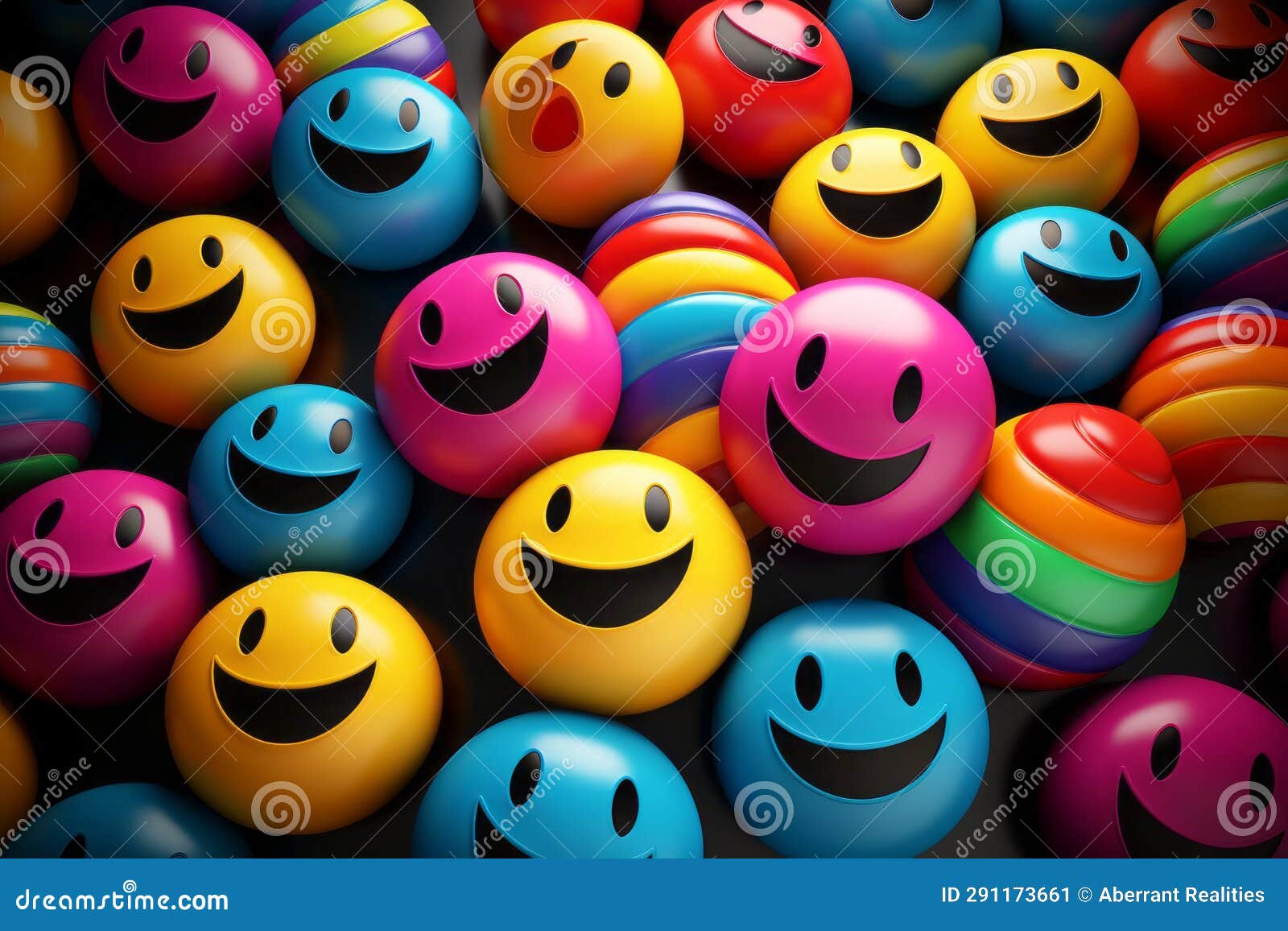Many Colorful Smiley Faces are Arranged Together Stock Illustration ...