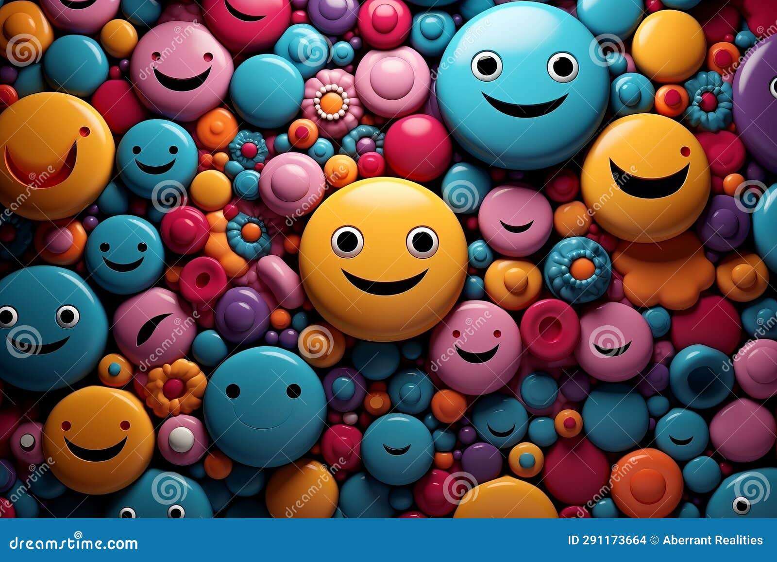 Many Colorful Smiley Faces are Arranged Together Stock Illustration ...