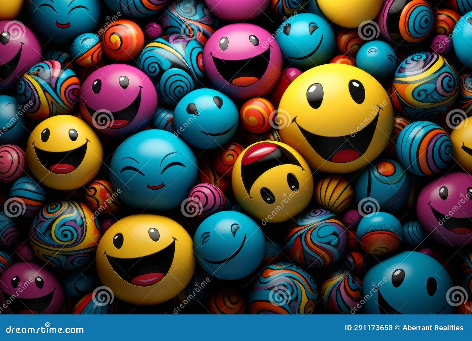 Many Colorful Smiley Faces are Arranged Together in a Group Stock ...