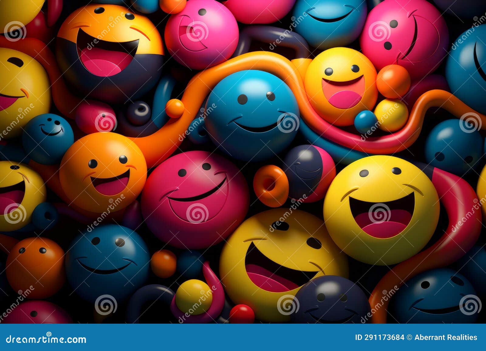 Many Colorful Smiley Faces are Grouped Together Stock Illustration ...