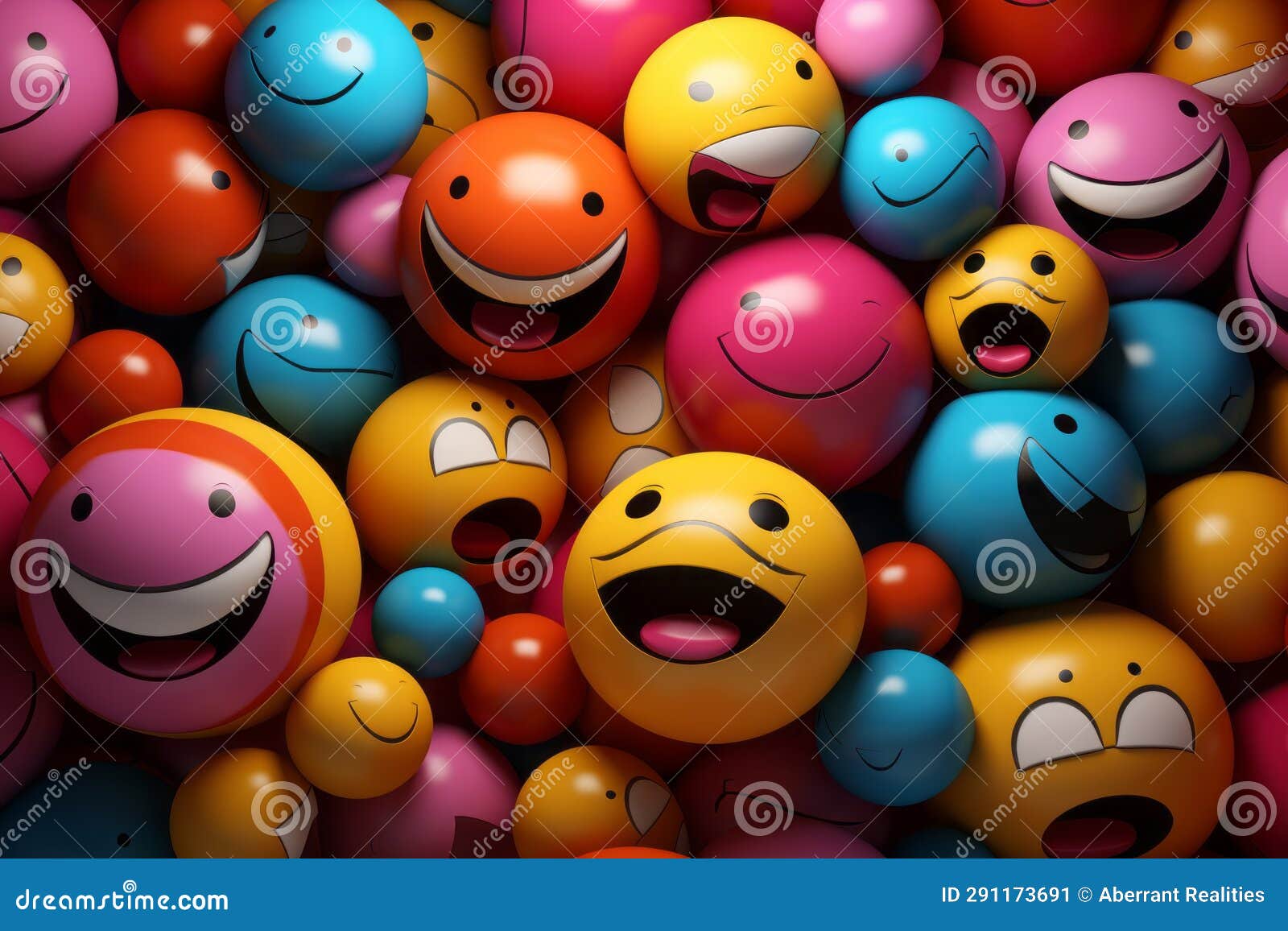 Many Colorful Smiley Faces are Grouped Together Stock Image - Image of ...