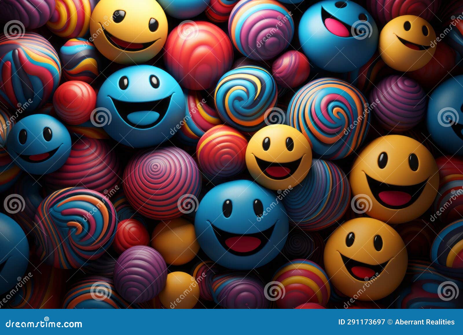 Many Colorful Smiley Faces are Surrounded by Colorful Balls Stock ...