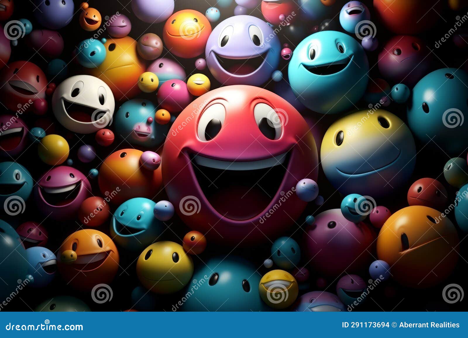 Many Colorful Smiley Faces are Surrounded by a Black Background Stock ...