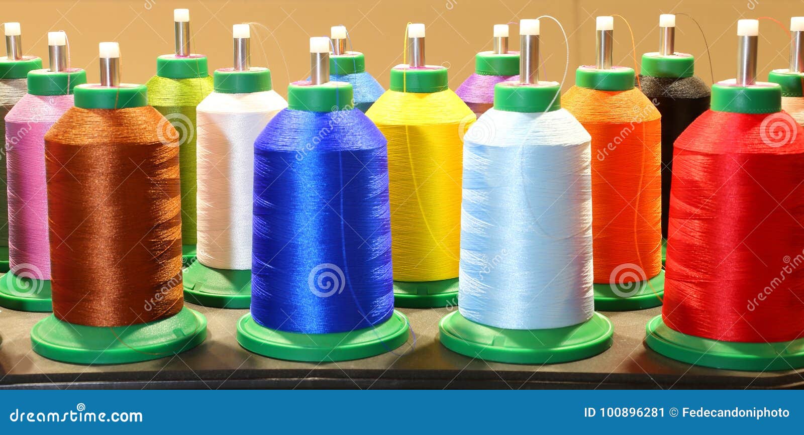 Many Colorful Spools of Thread in Dressmaking Factory Stock Image ...