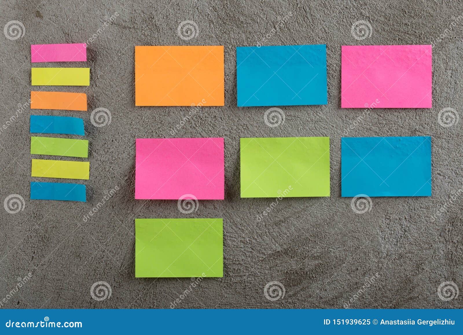 Many Colorful Sticky Note on Grey Cement Background. Copy Space Stock ...