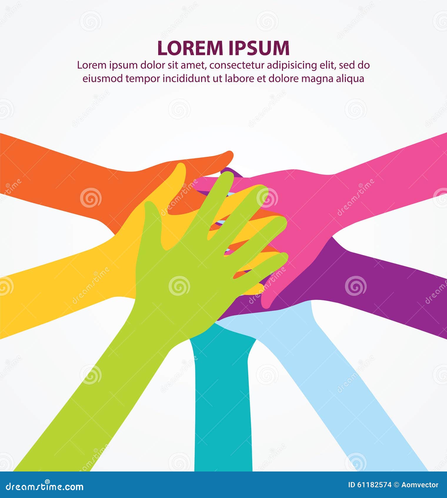 Many Colorful Teamwork People Hands Background Stock Vector ...