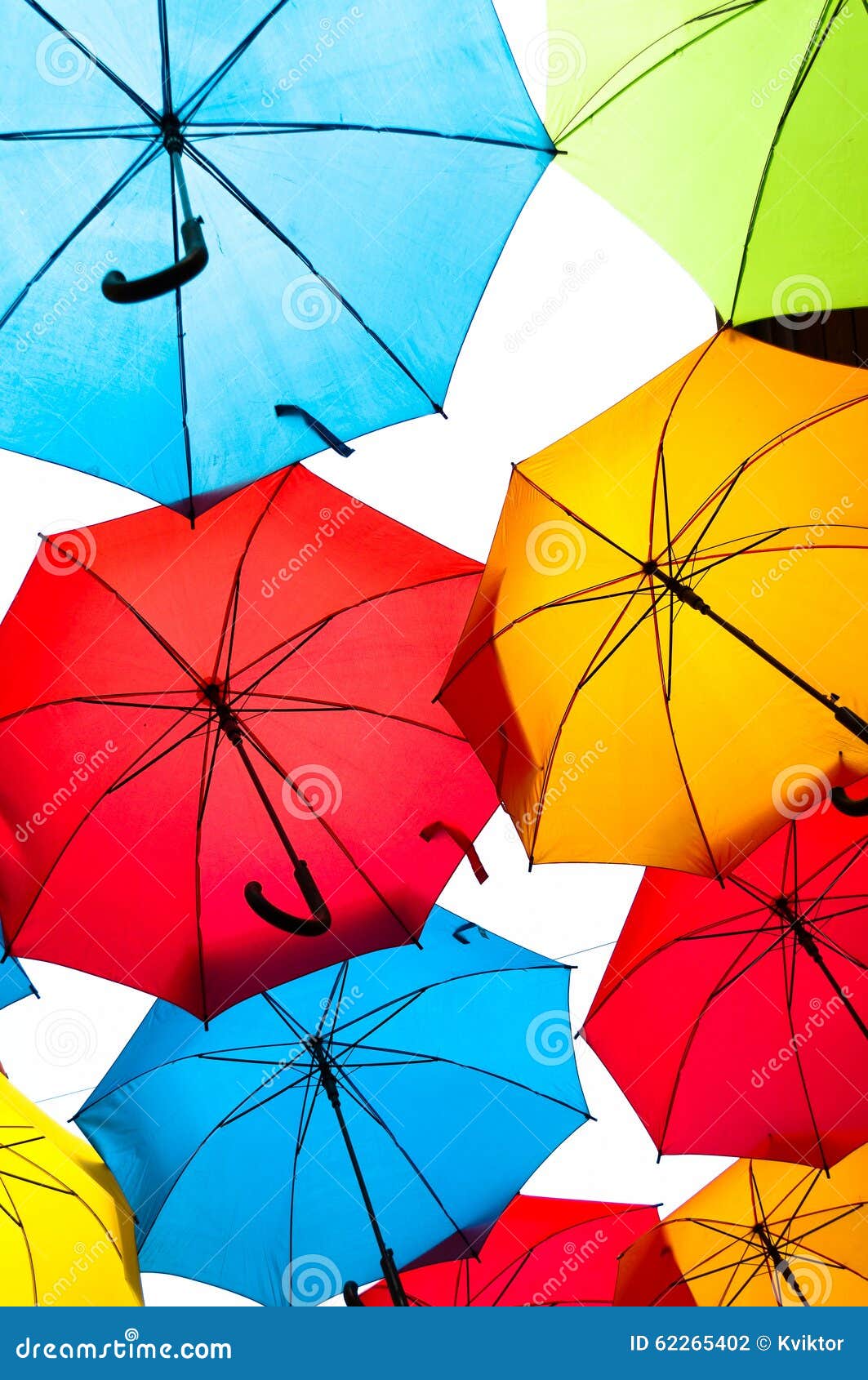 Many Colorful Umbrellas Against The Sky In City Settings Kosice