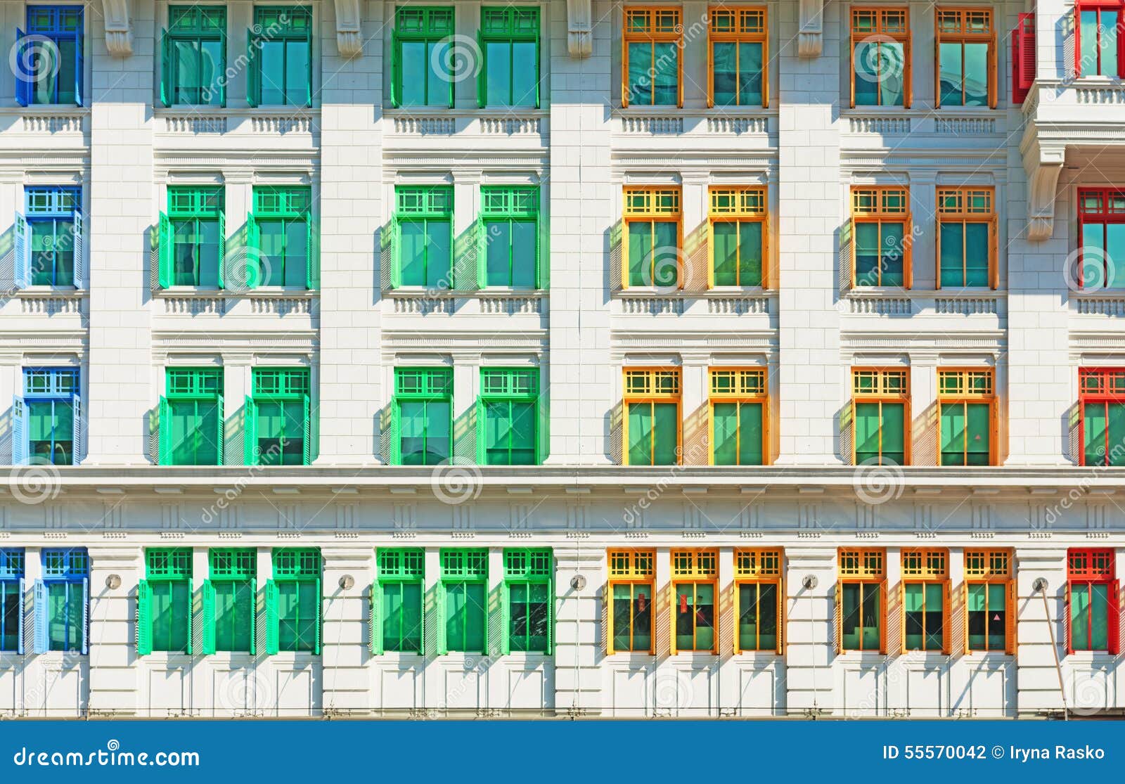 Many-coloured Windows in Old Vintage Classical Building Stock Photo ...