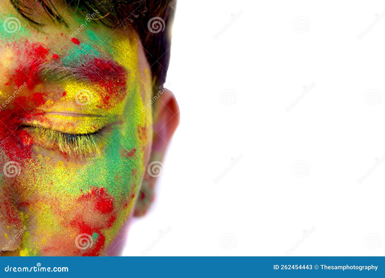 Many Colours on the Face of an Indian Boy Stock Image - Image of ...