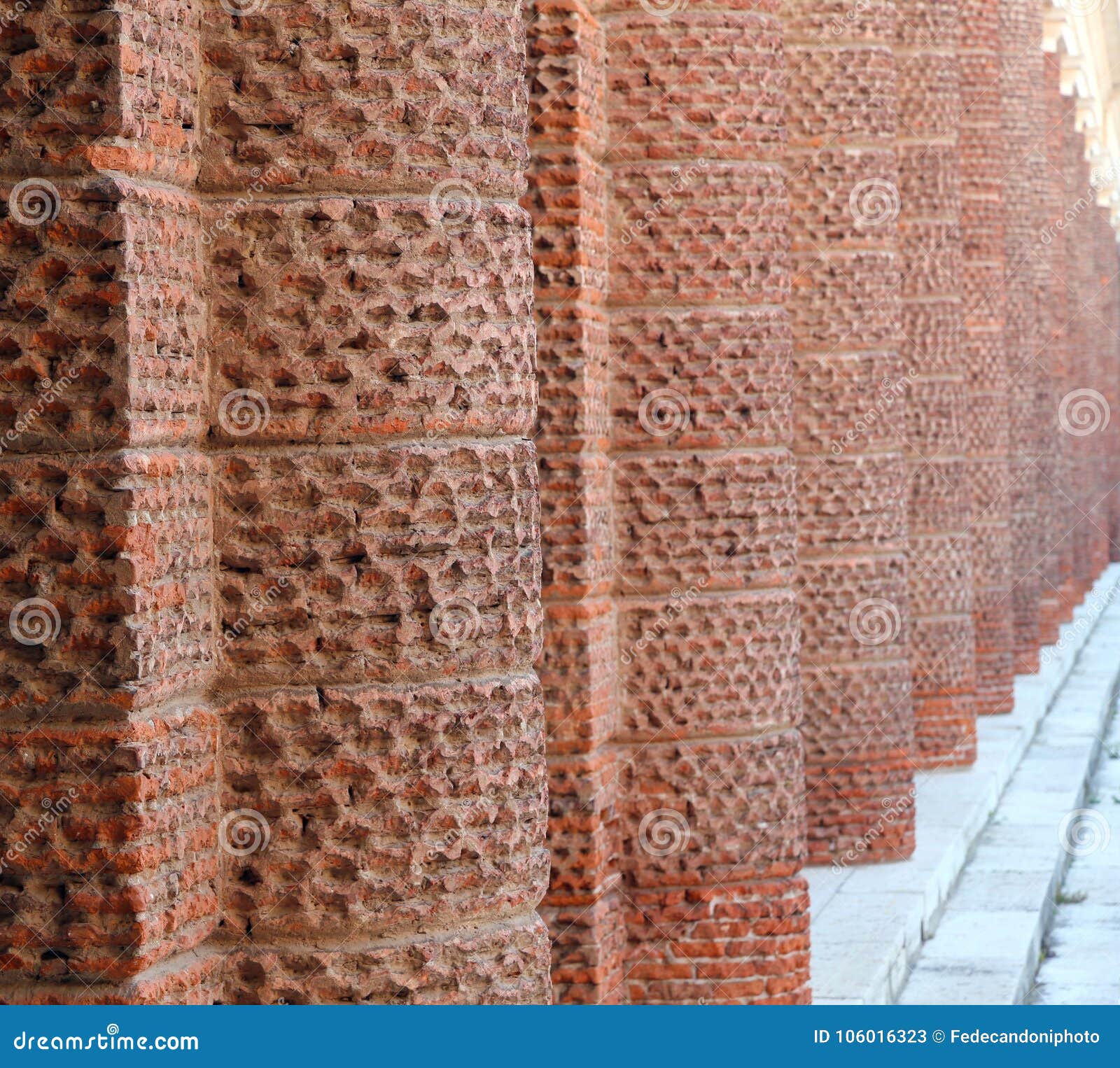 Columns Made with the Bricks Red Stock Image - Image of column ...