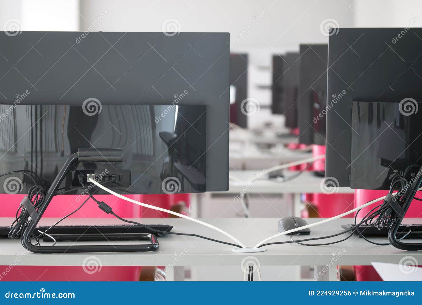 Many Computer Monitors or Monoblocks - Panel Pc Installed on Tables in ...